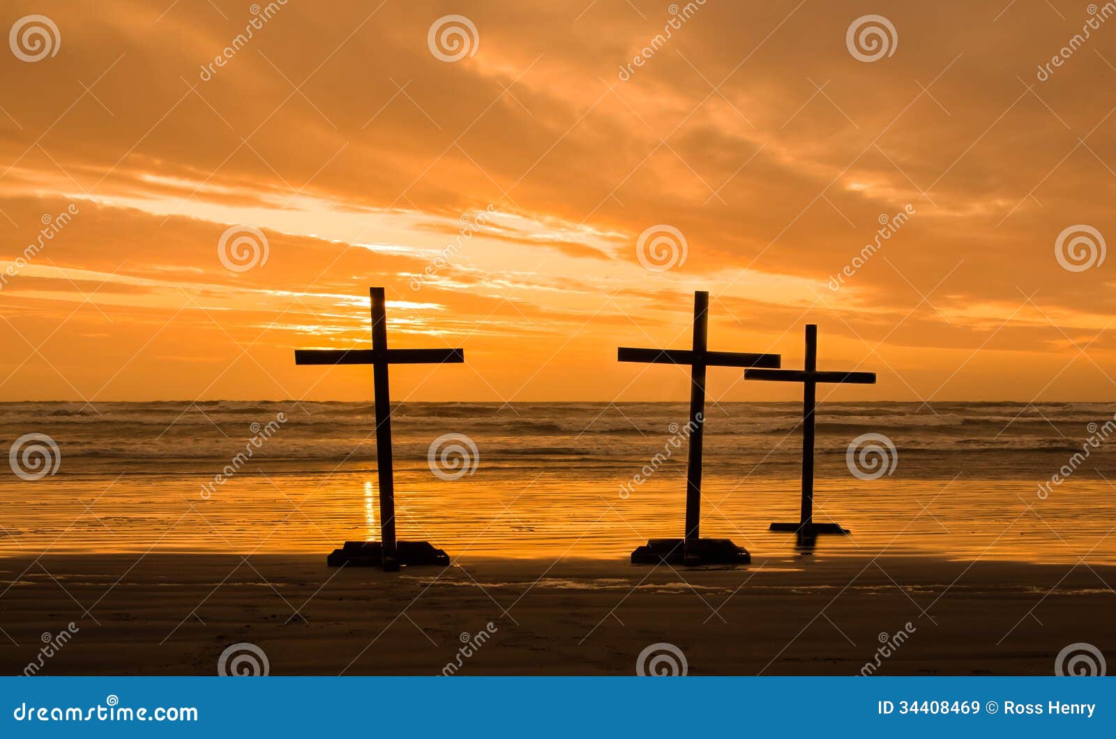 Three Cross Beach stock image. Image of christianity - 34408469