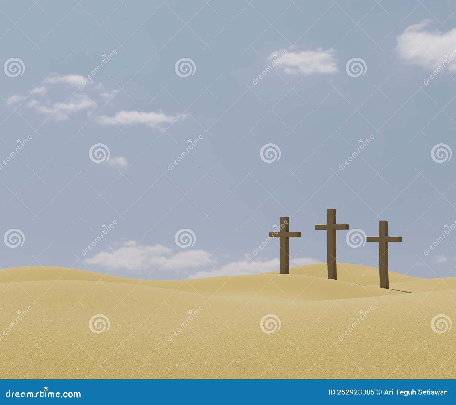 Three Cross in the Desert and Blue Sky Stock Illustration ...