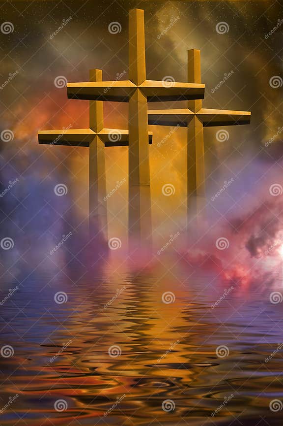 Three crosses stock photo. Image of colors, clouds, depiction - 4250196