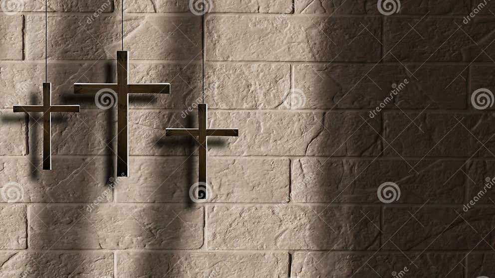 Three Crosses on a Background of Walls Stock Image - Image of christ ...