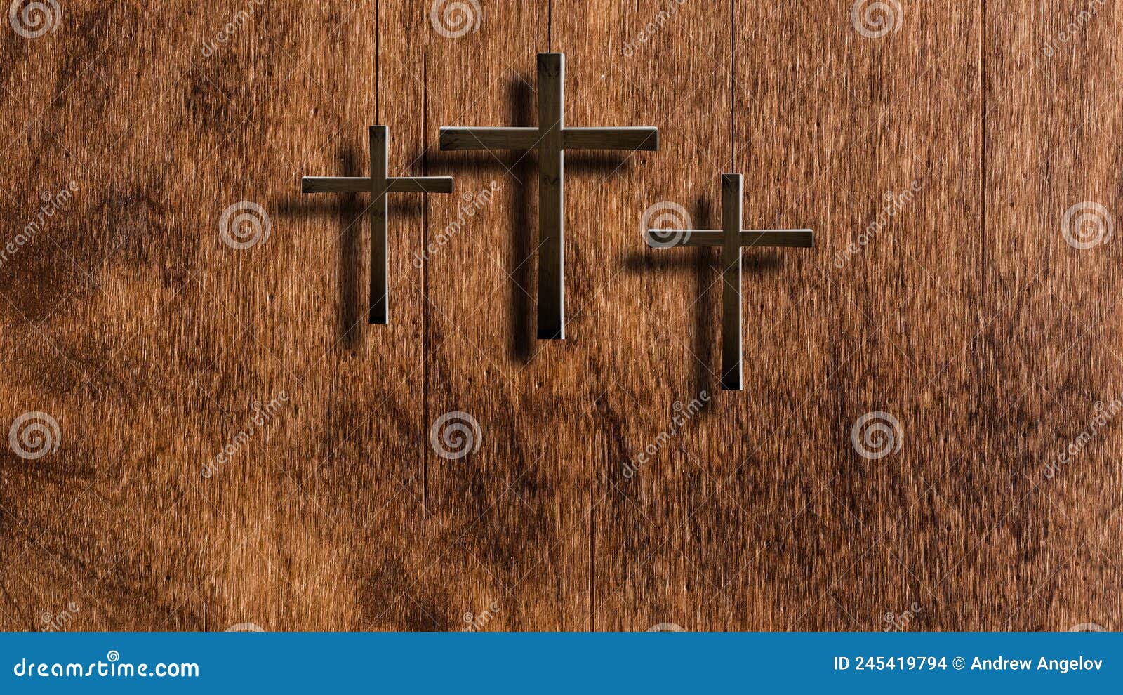 Three Crosses on a Background of Walls Stock Photo - Image of believe ...