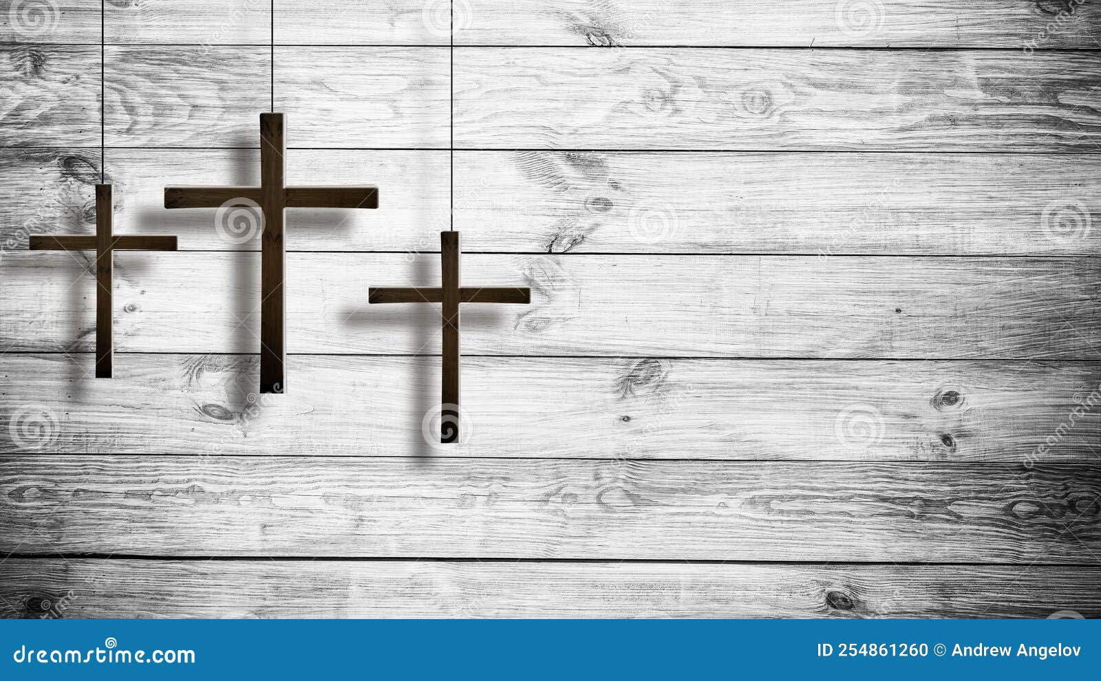 Three Crosses on a Background of Walls Stock Photo - Image of ...