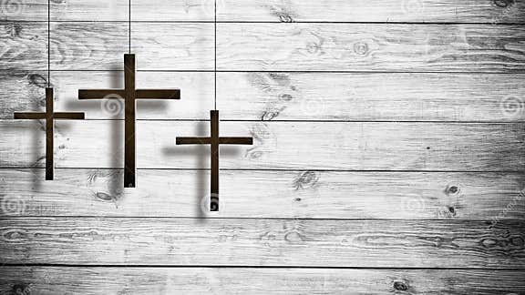 Three Crosses on a Background of Walls Stock Photo - Image of ...