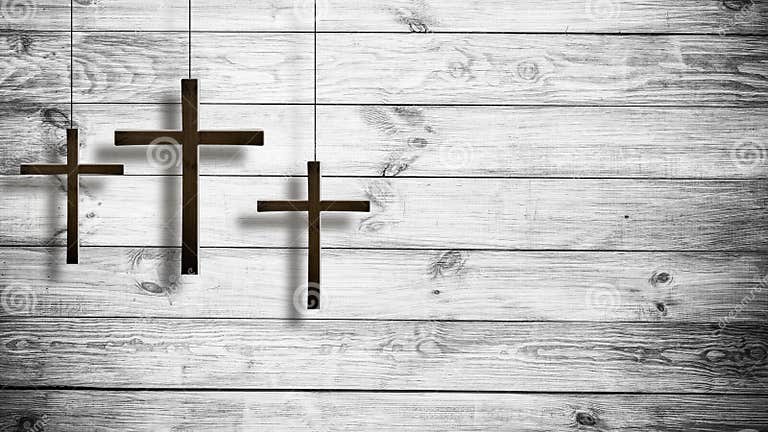 Three Crosses on a Background of Walls Stock Photo - Image of ...