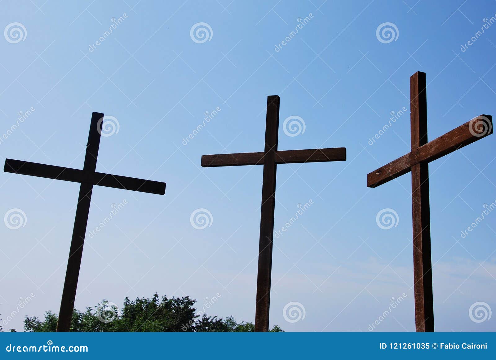 Three crosses stock image. Image of place, brunate, italy - 121261035
