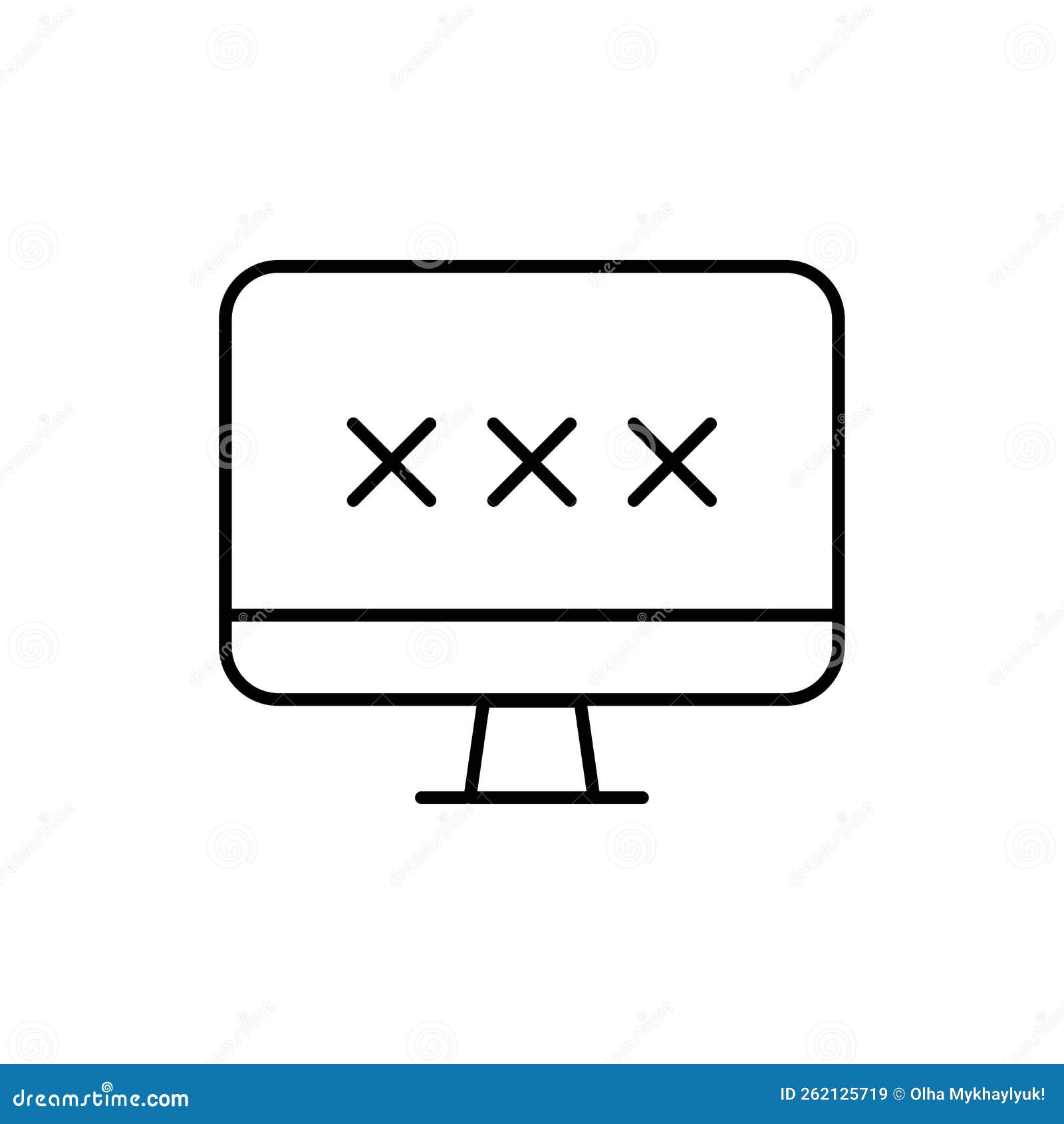 Three Crosses on the Computer Screen. PC, Desktop Computer with Black ...