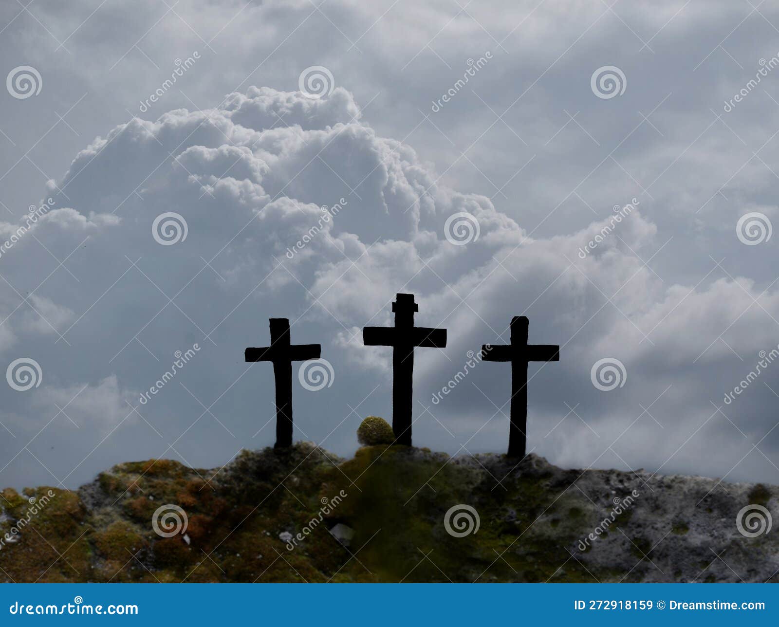 Three Crosses on the Hill stock image. Image of death - 272918159