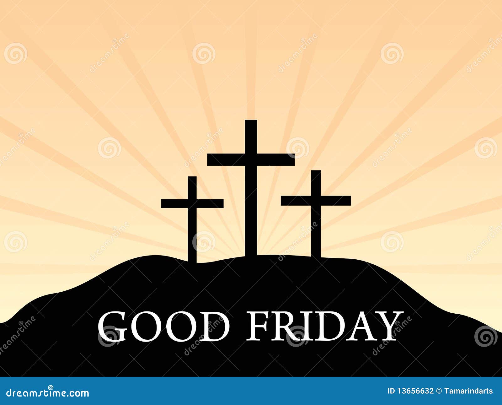 Three Crosses On A Hill On A Background Vector Illustration ...