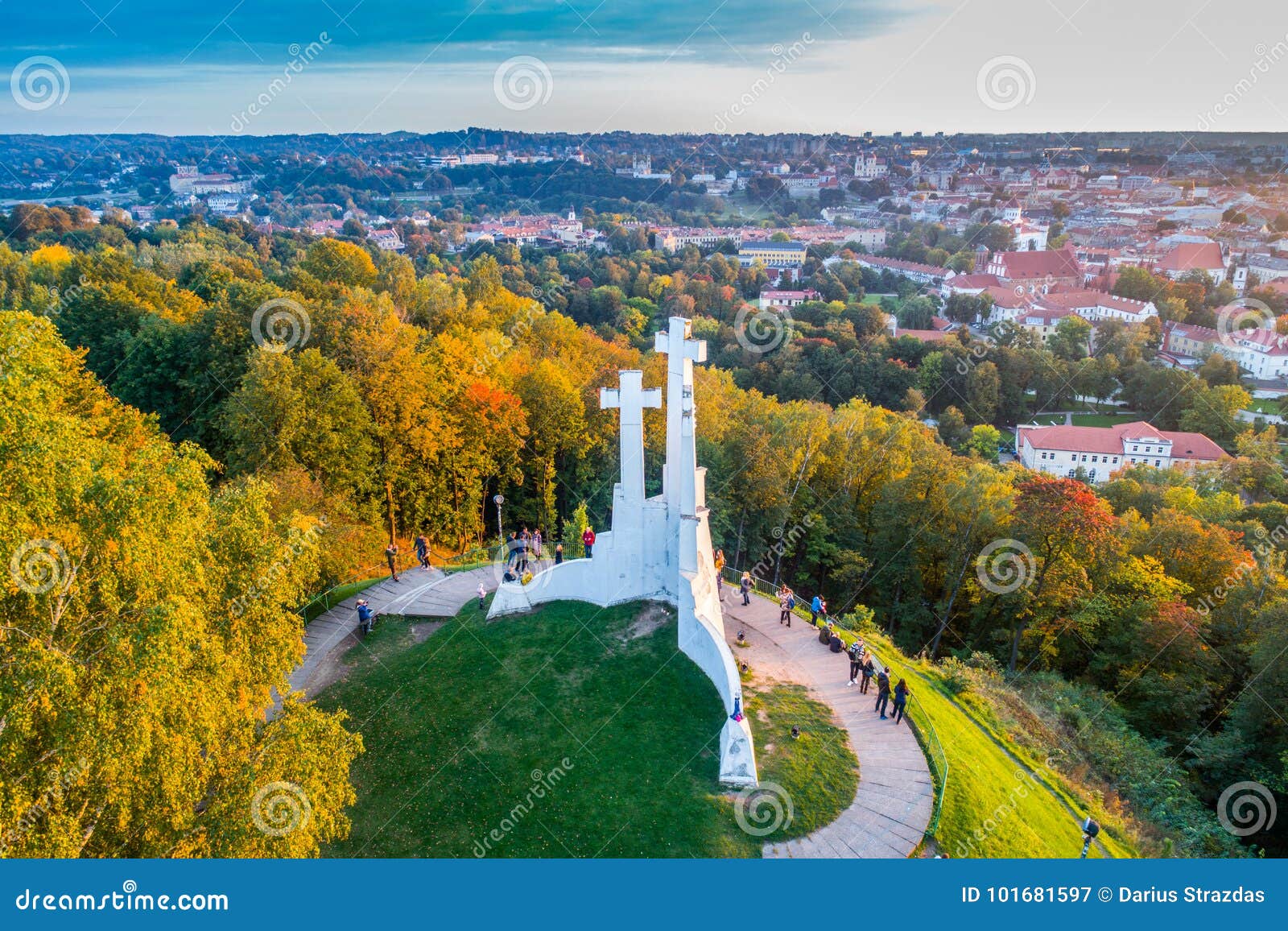 Three Crosses Hill in Vilnius Aerial Stock Image - Image of roof ...