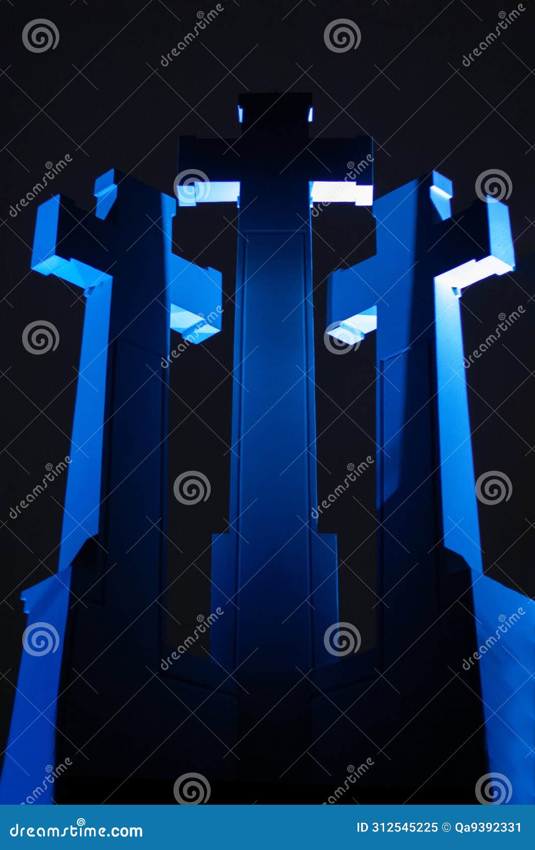 Three Crosses Monument at Night with Blue Light in Vilnius, Lithuania ...