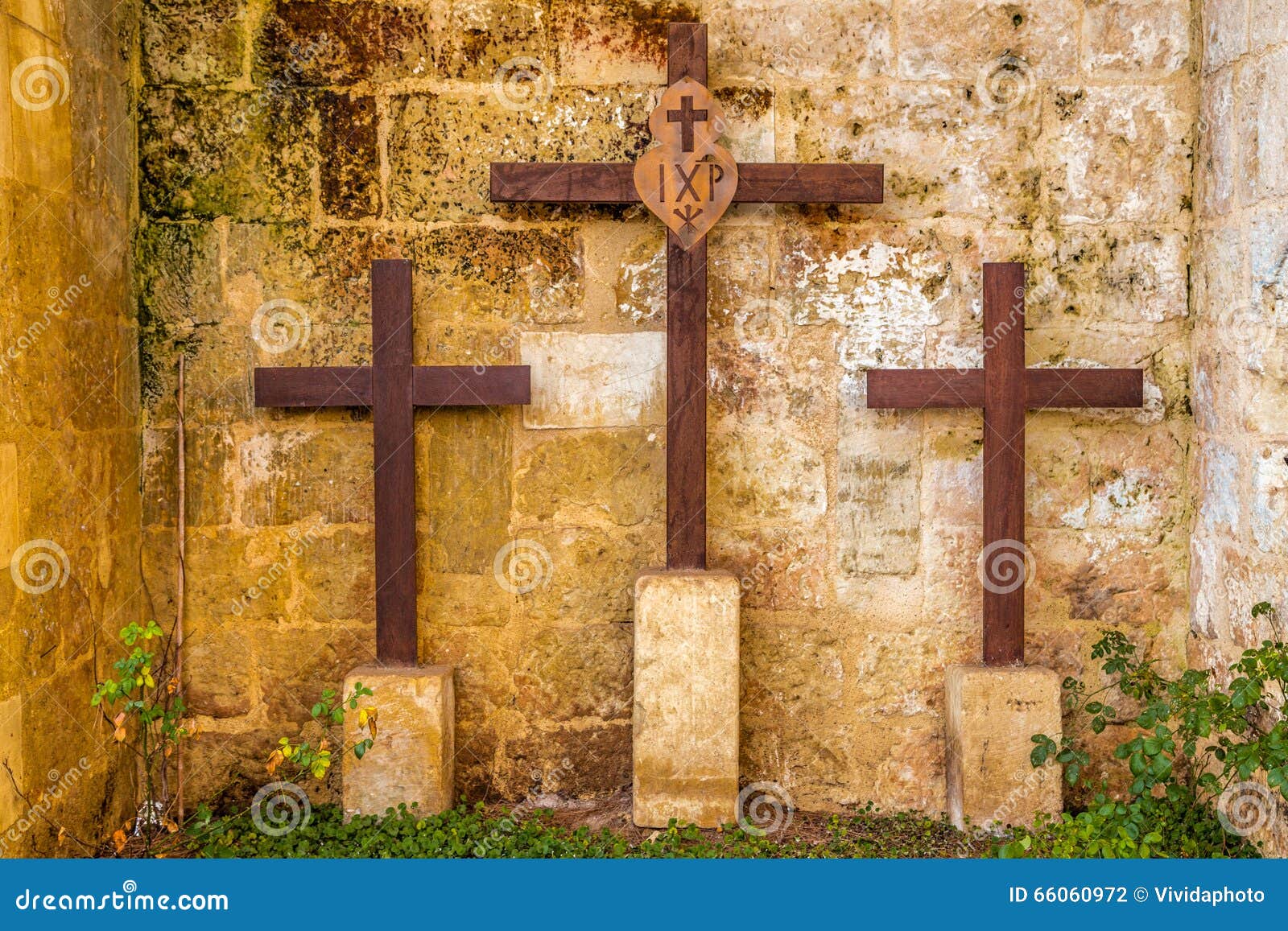 Three Crosses on Mount Golgotha Stock Photo - Image of three, catholics ...
