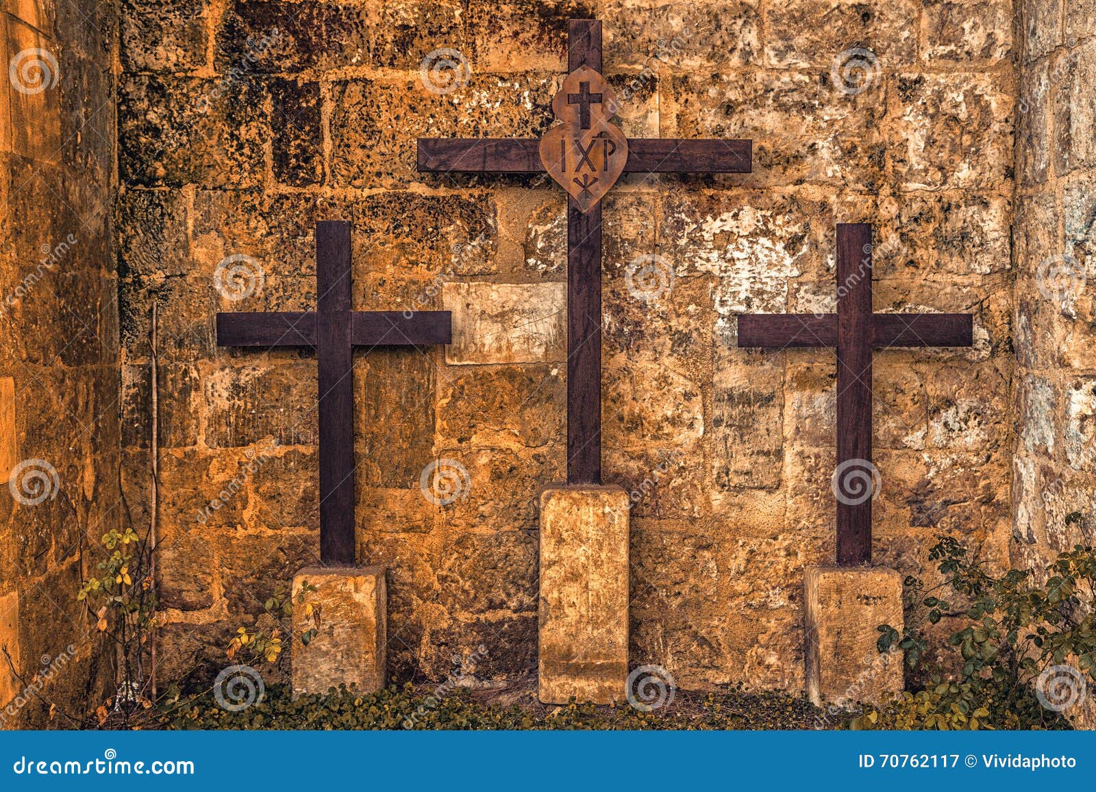 Three Crosses on Mount Golgotha Stock Image - Image of christ, easter ...