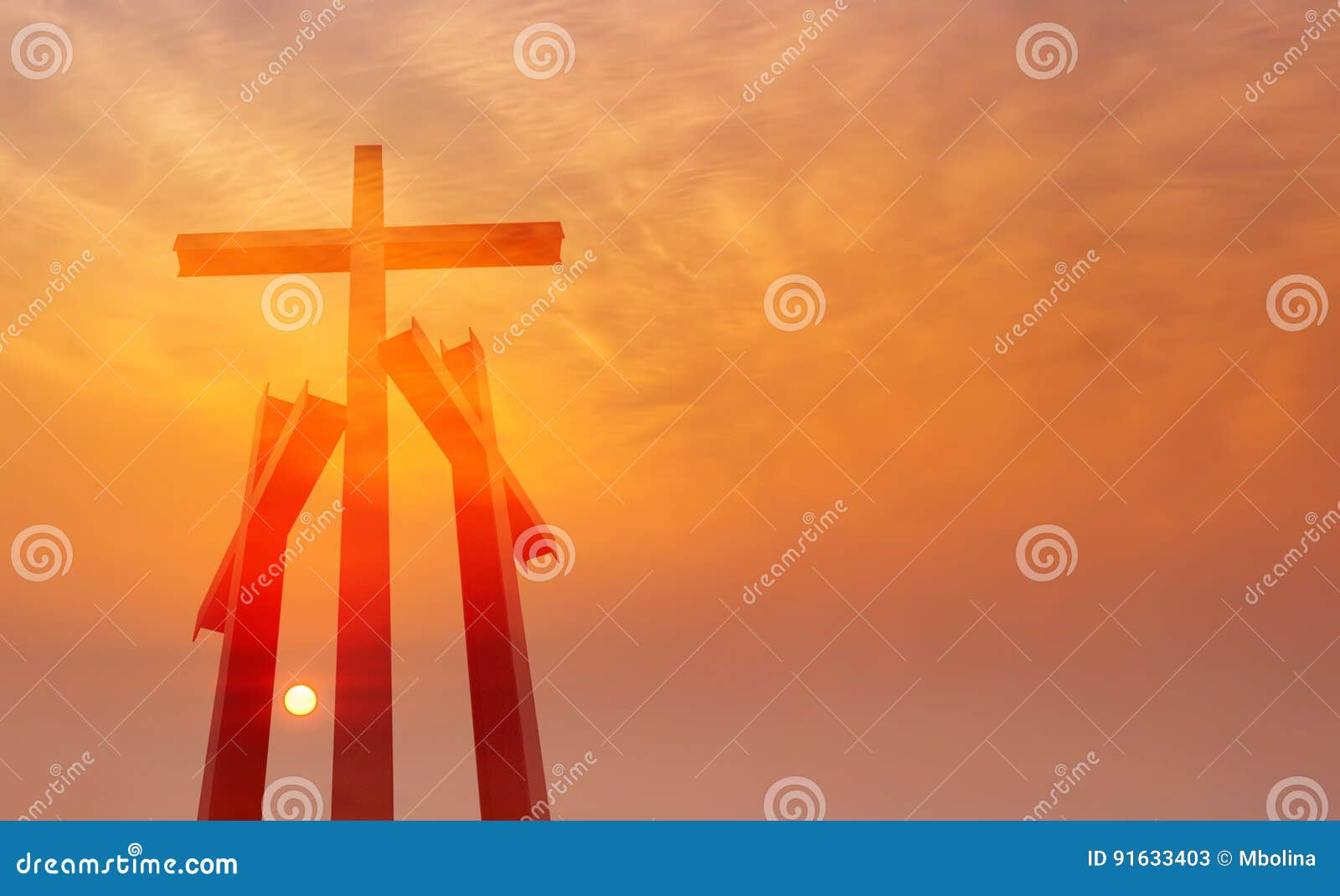 Three Crosses Over Sunset Background Stock Image - Image of ...