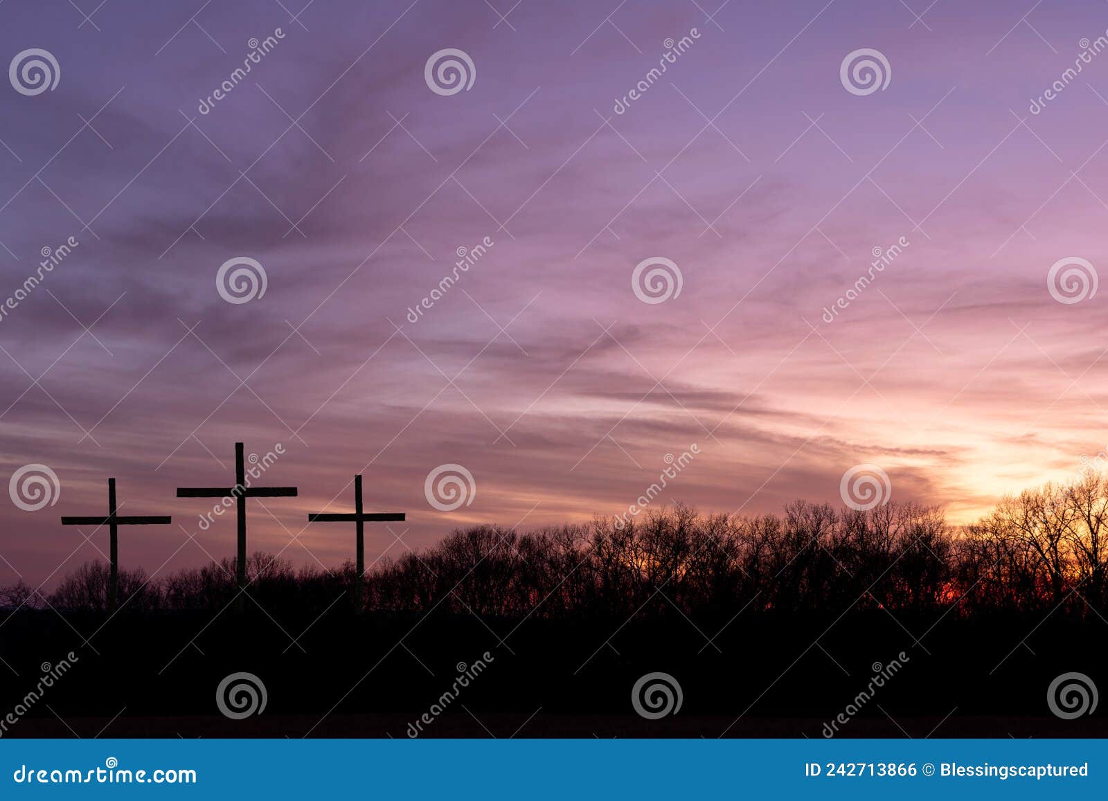 The Three Crosses at Sunset Stock Photo - Image of clouds, field: 242713866