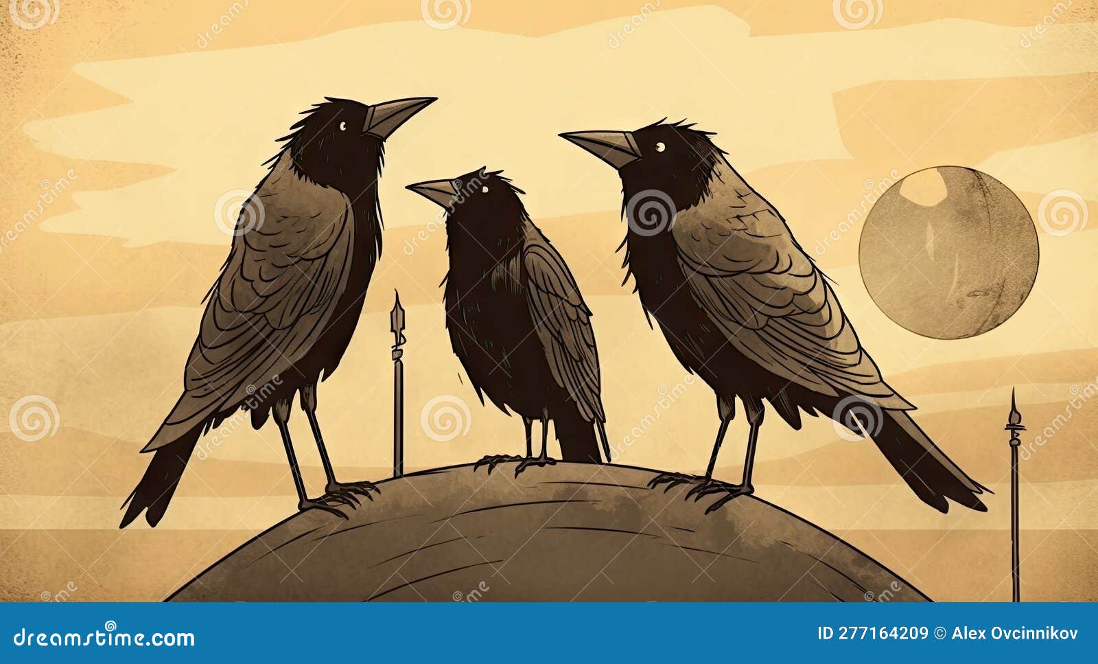 Crows Halloween Isolated Coloring Page For Kids Vector Illustration ...