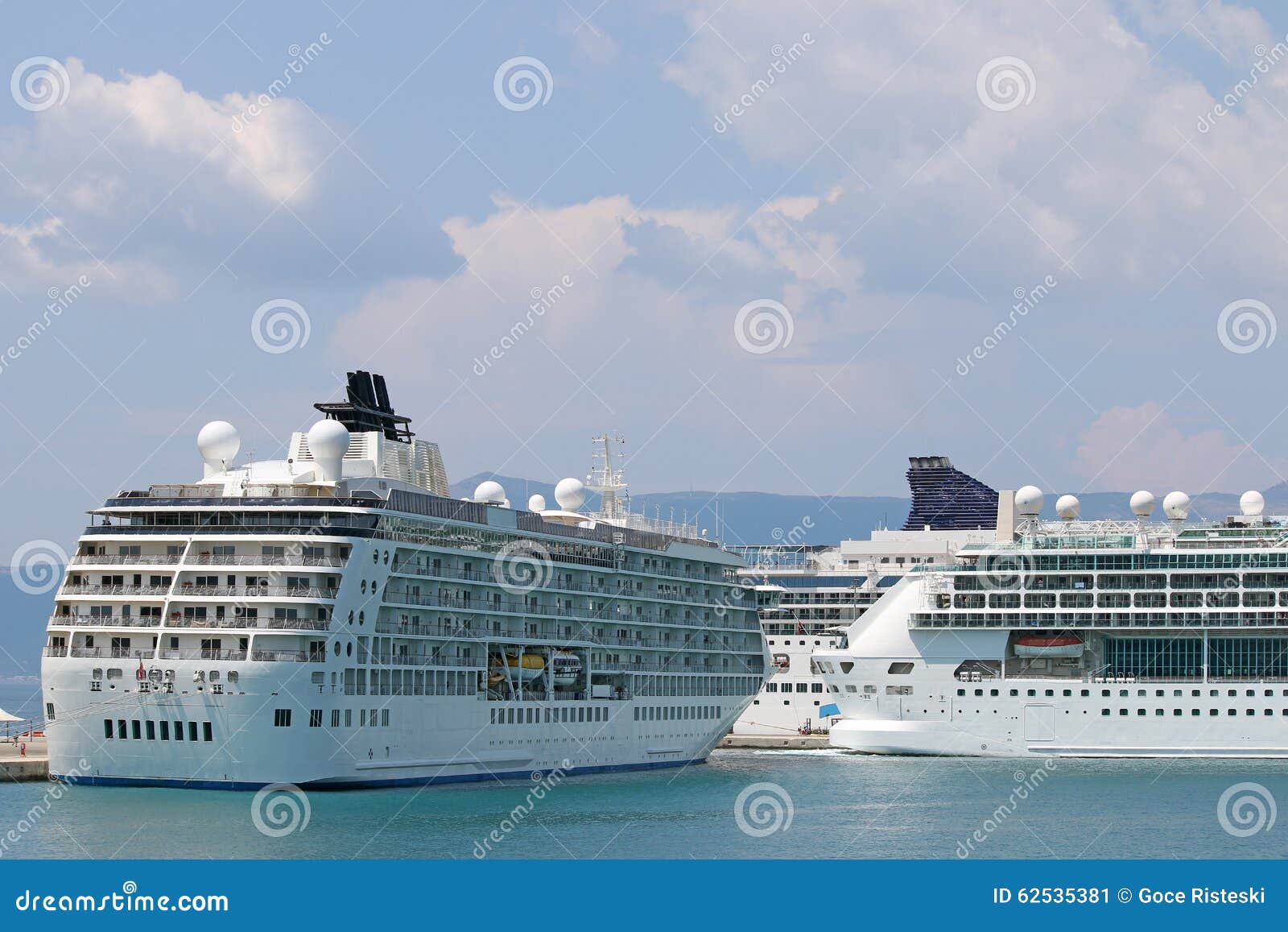 Three Cruiser Ship Corfu Island Stock Image - Image of transportation ...
