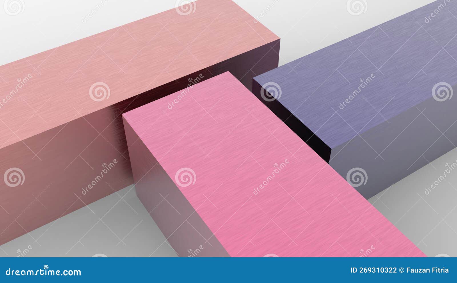 Three Cuboids Colorful Podiums Platform 3d Render. Simple Shaped Studio ...