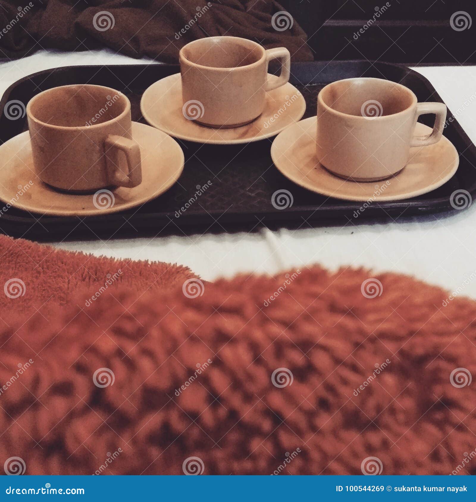 Three cup tea stock image. Image of capture, nice, plate - 100544269