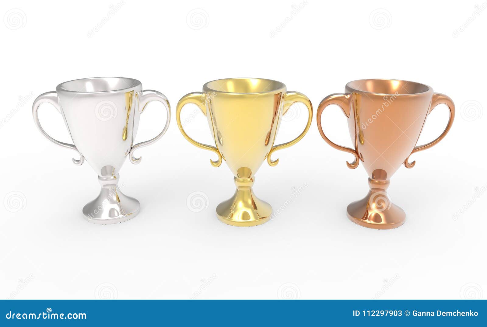 Three Cup Trophies, Gold, Silver and Bronze. Stock Illustration ...
