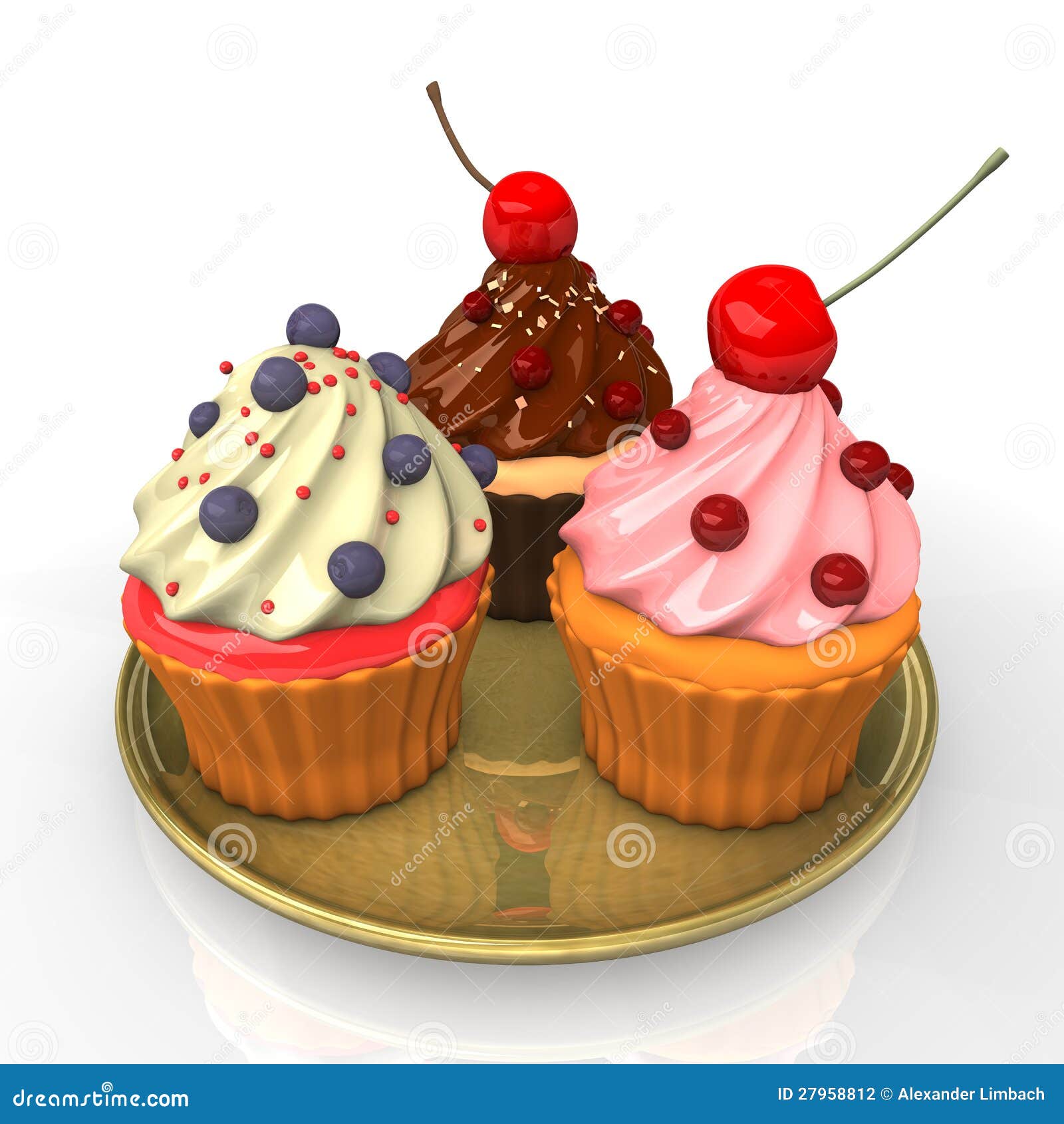 Three Cupcakes stock illustration. Illustration of cake - 27958812