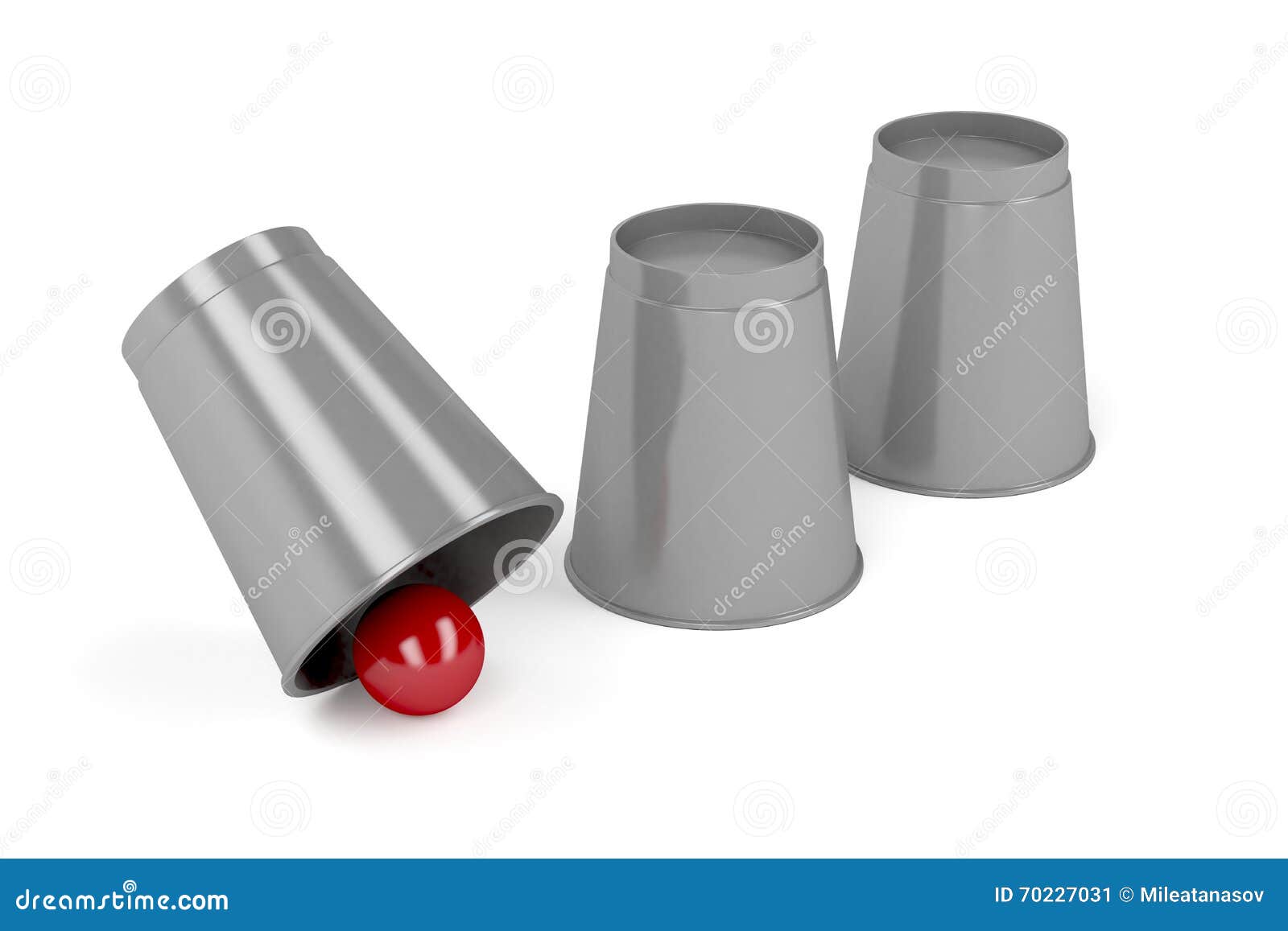 Three cups and a ball stock illustration. Illustration of trick - 70227031