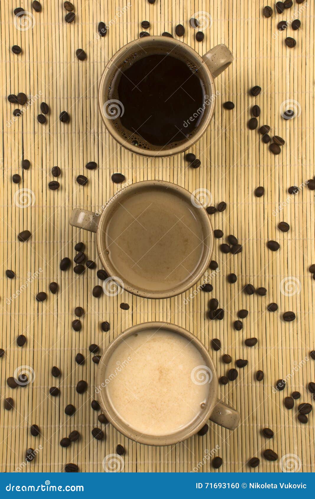 Three cups of coffee stock photo. Image of natural, drink - 71693160