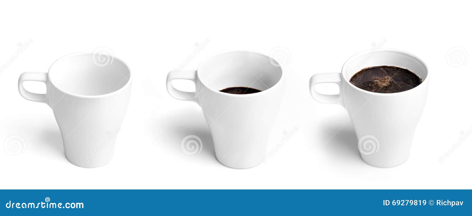 Three cups of coffee stock image. Image of object, isolated - 69279819