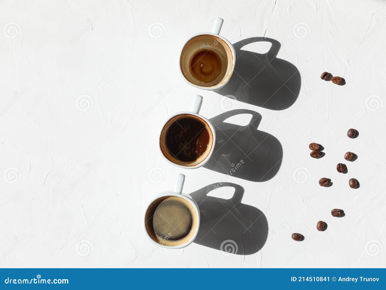 Three Cups of Coffee - Full, Half, and Empty - Coffee Concept with Copy ...