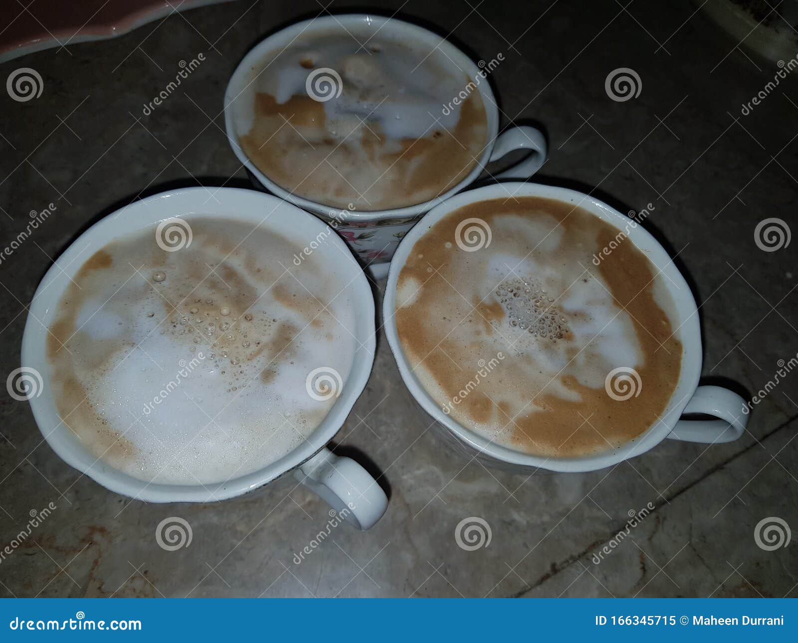 Three Cups of Coffee Hot Beverages Stock Image - Image of three ...