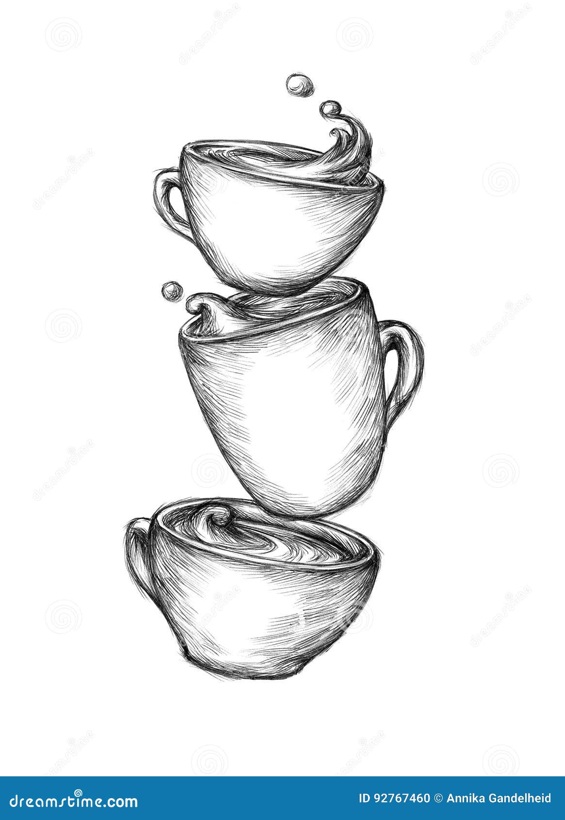 Three cups of coffee stock illustration. Illustration of flying - 92767460