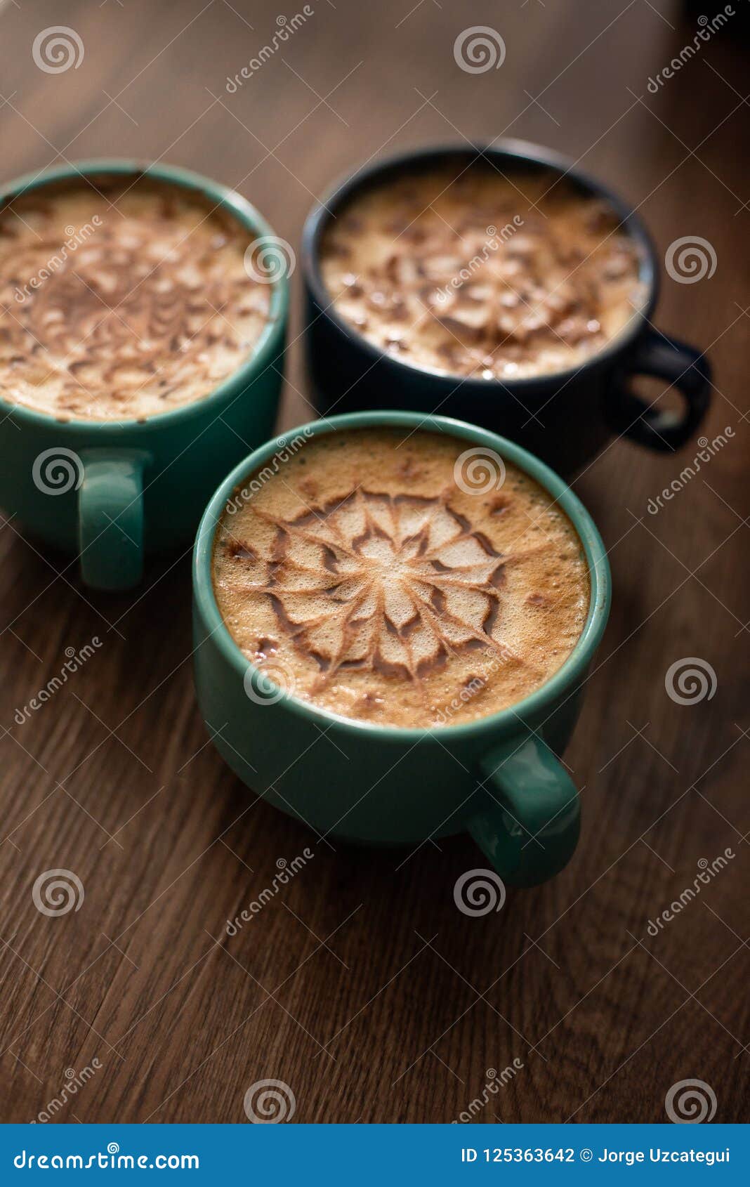 Three Cups of Coffee Waiting on the Table Stock Photo - Image of blank ...