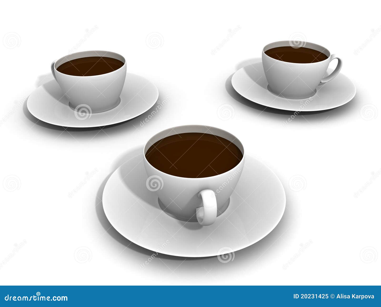 Three Cups Of Coffee On White Background Royalty Free Stock Photo ...