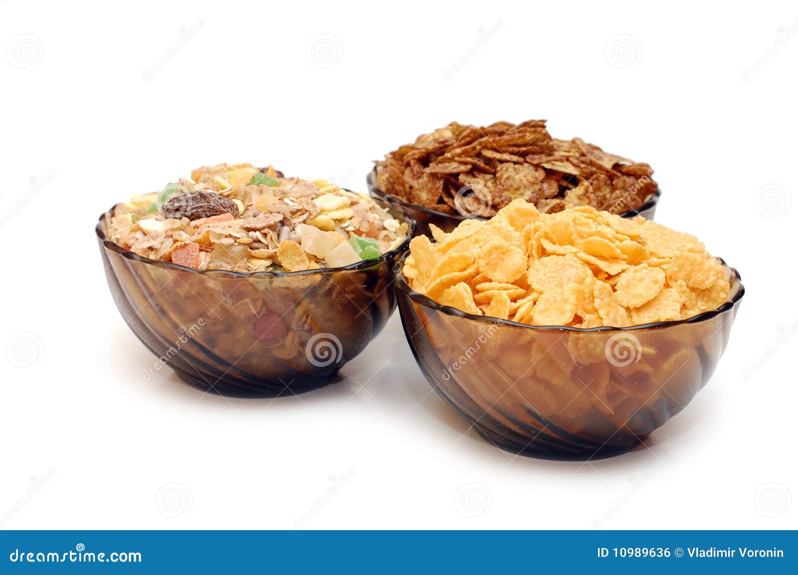 Three Cups with Different Corn Flakes Stock Photo - Image of gourmet ...