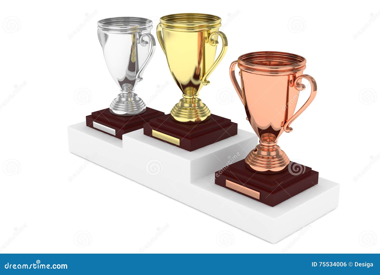Set Of Three Cups With First Second And Third Place. Vector Sport Logo ...