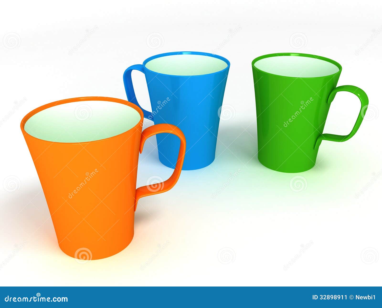 Three Cups on White Background Stock Illustration - Illustration of ...