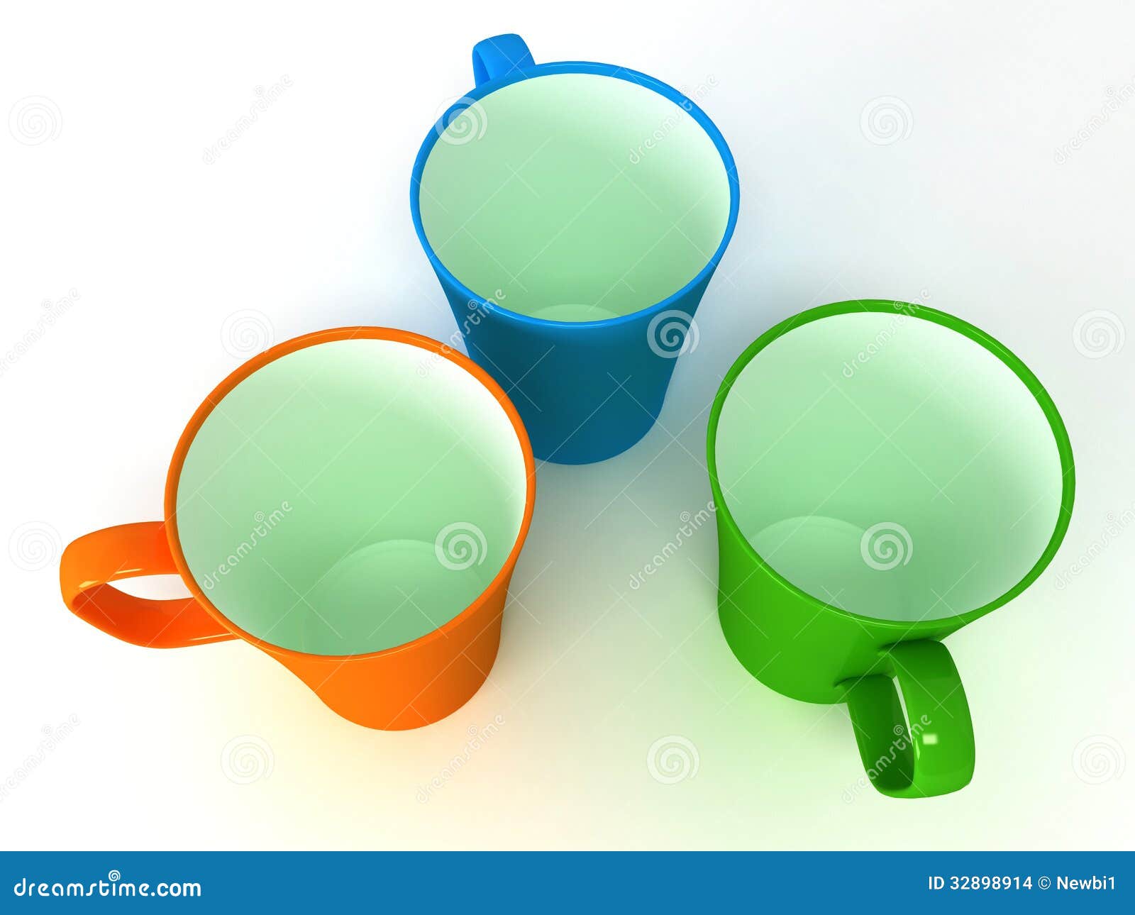 Three Cups on White Background Stock Illustration - Illustration of ...