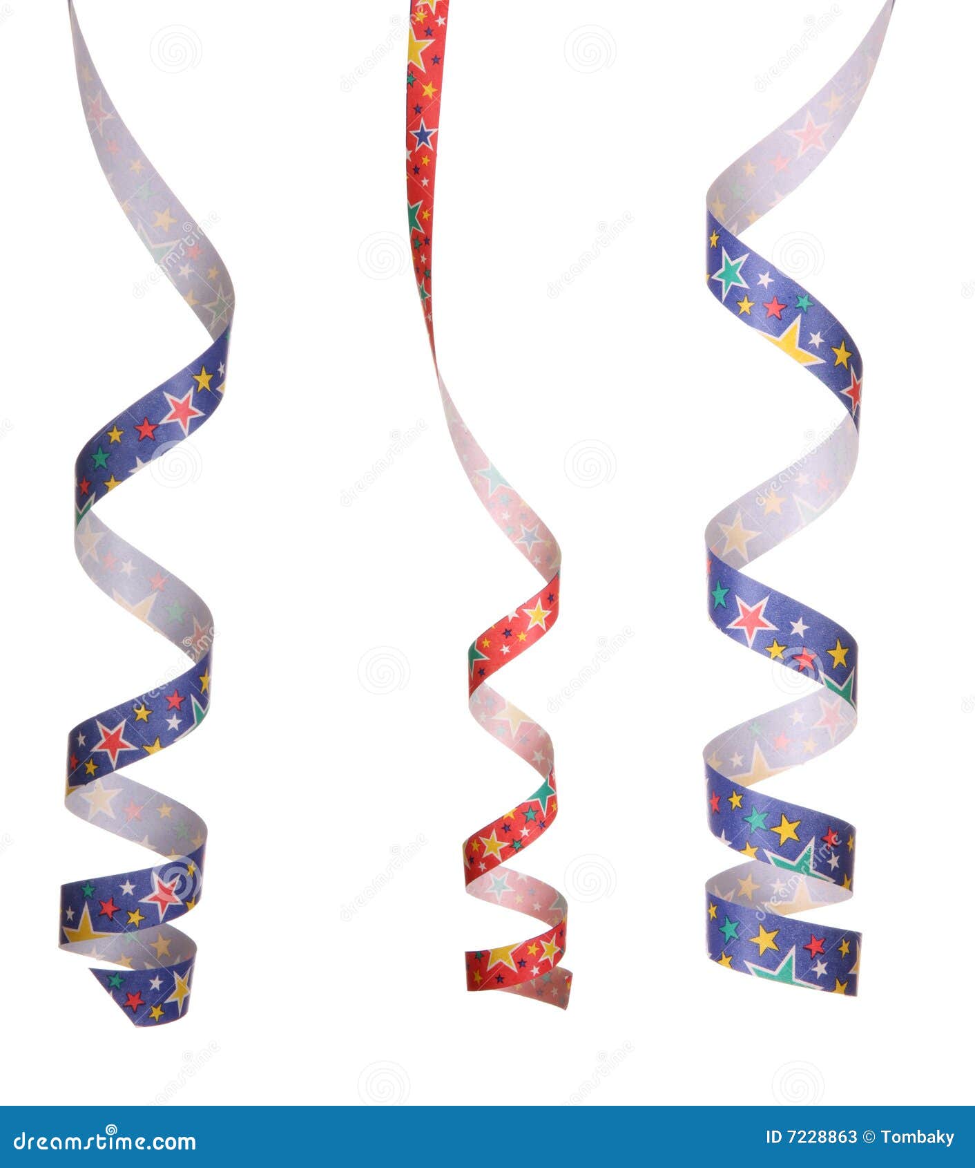 Three curly ribbons stock image. Image of isolated, blue - 7228863