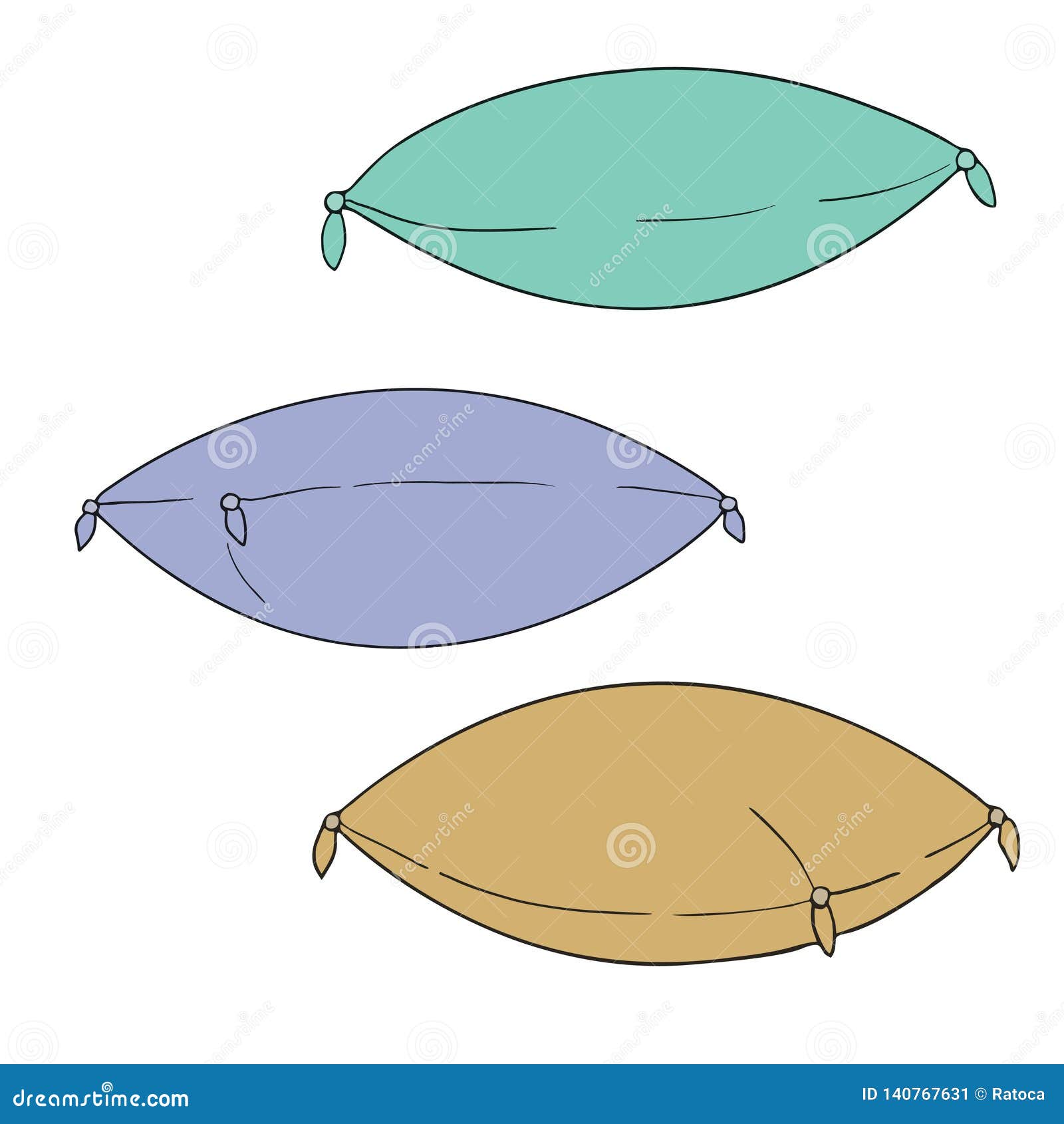 Three cushions draw stock vector. Illustration of square - 140767631