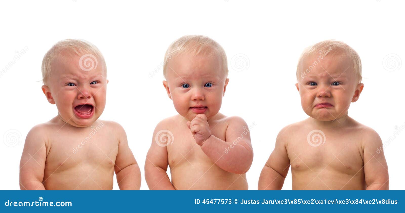 Three Cute Babies Isolated on White Stock Image - Image of hurt, pain ...