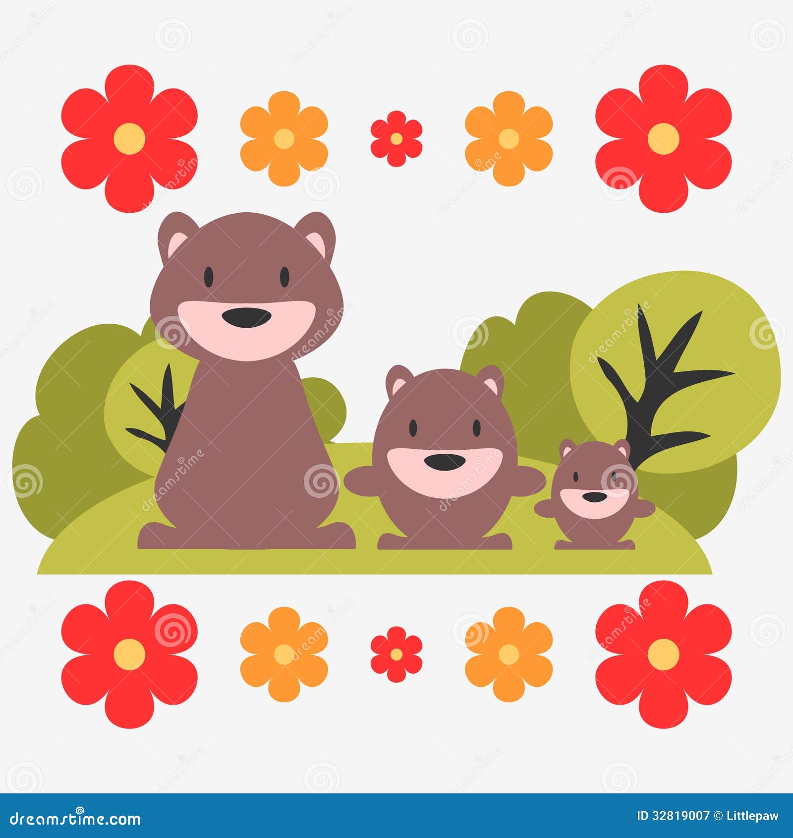 Three cute bears stock vector. Illustration of family - 32819007