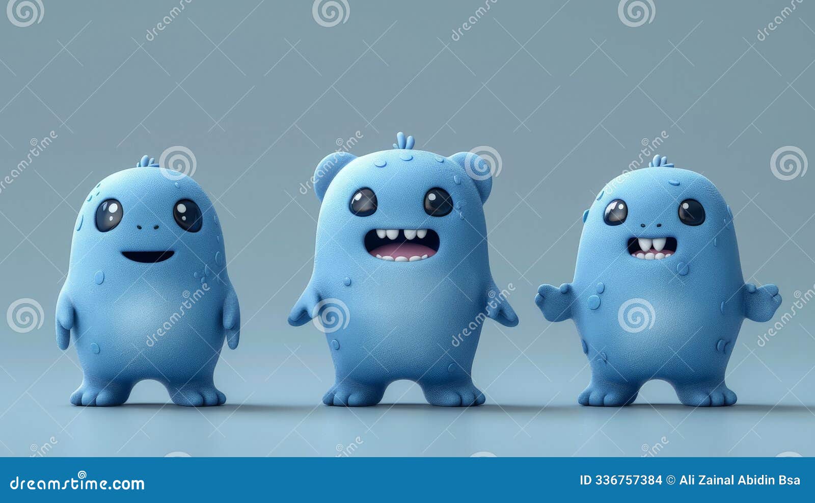 Blue Monsters Emotions Sprite Sheets Vector Illustration ...
