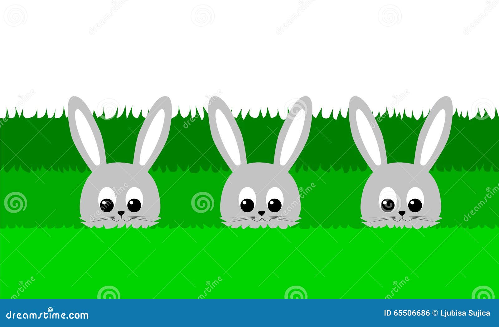 Three Cute Bunny in the Grass - Illustration Stock Illustration ...