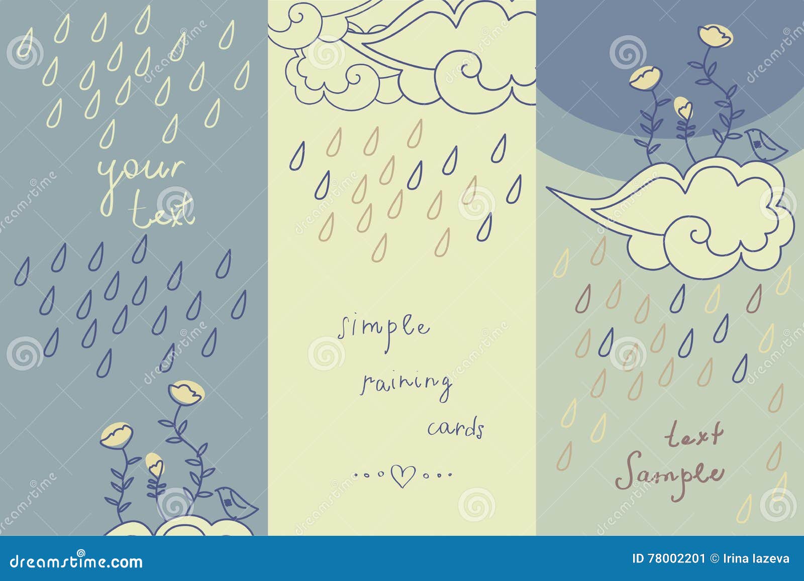 Three Cute Cards for Rainy Weather Stock Vector - Illustration of ...
