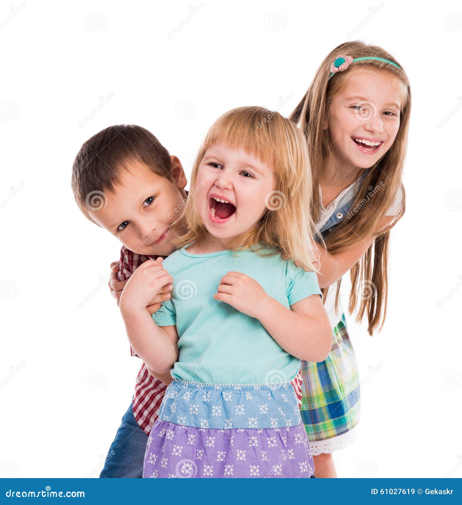Three Cute Children Smiling Stock Image - Image of young, childhood ...