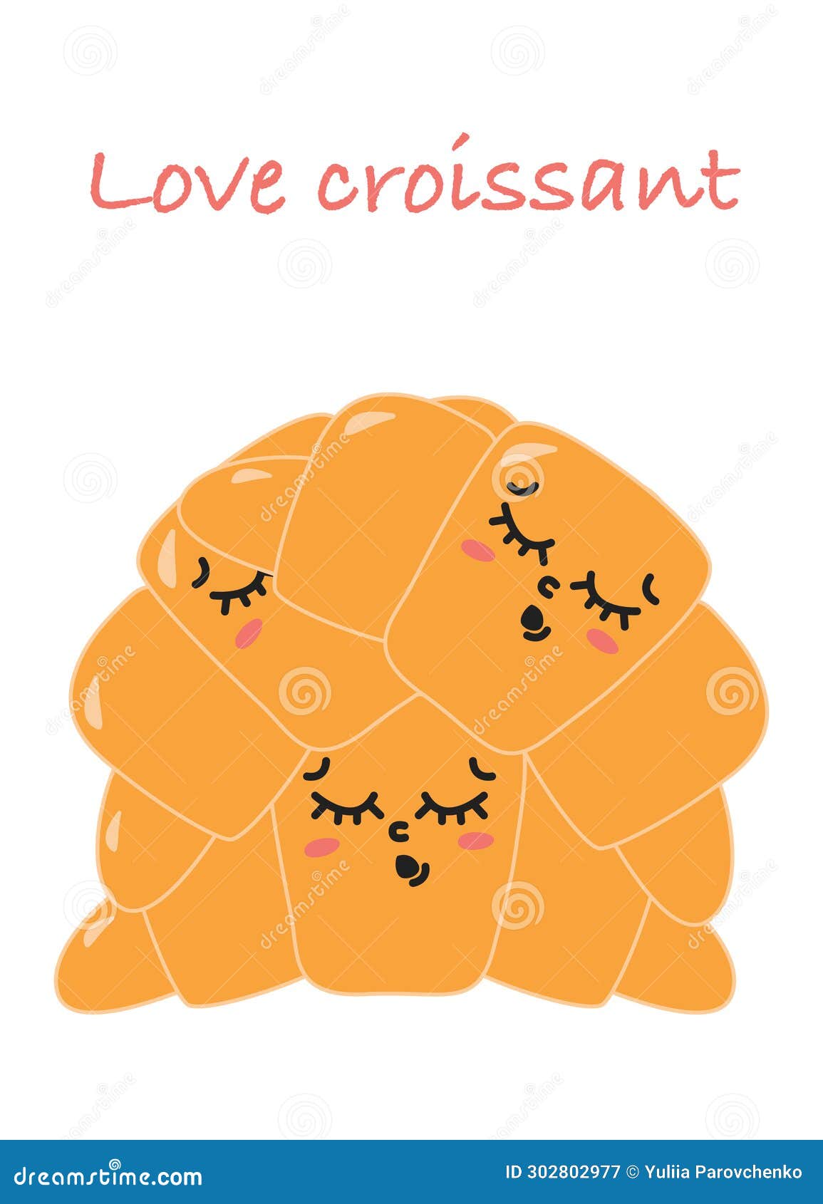 Three Cute Croissants. Love Croissants Banner Stock Vector ...