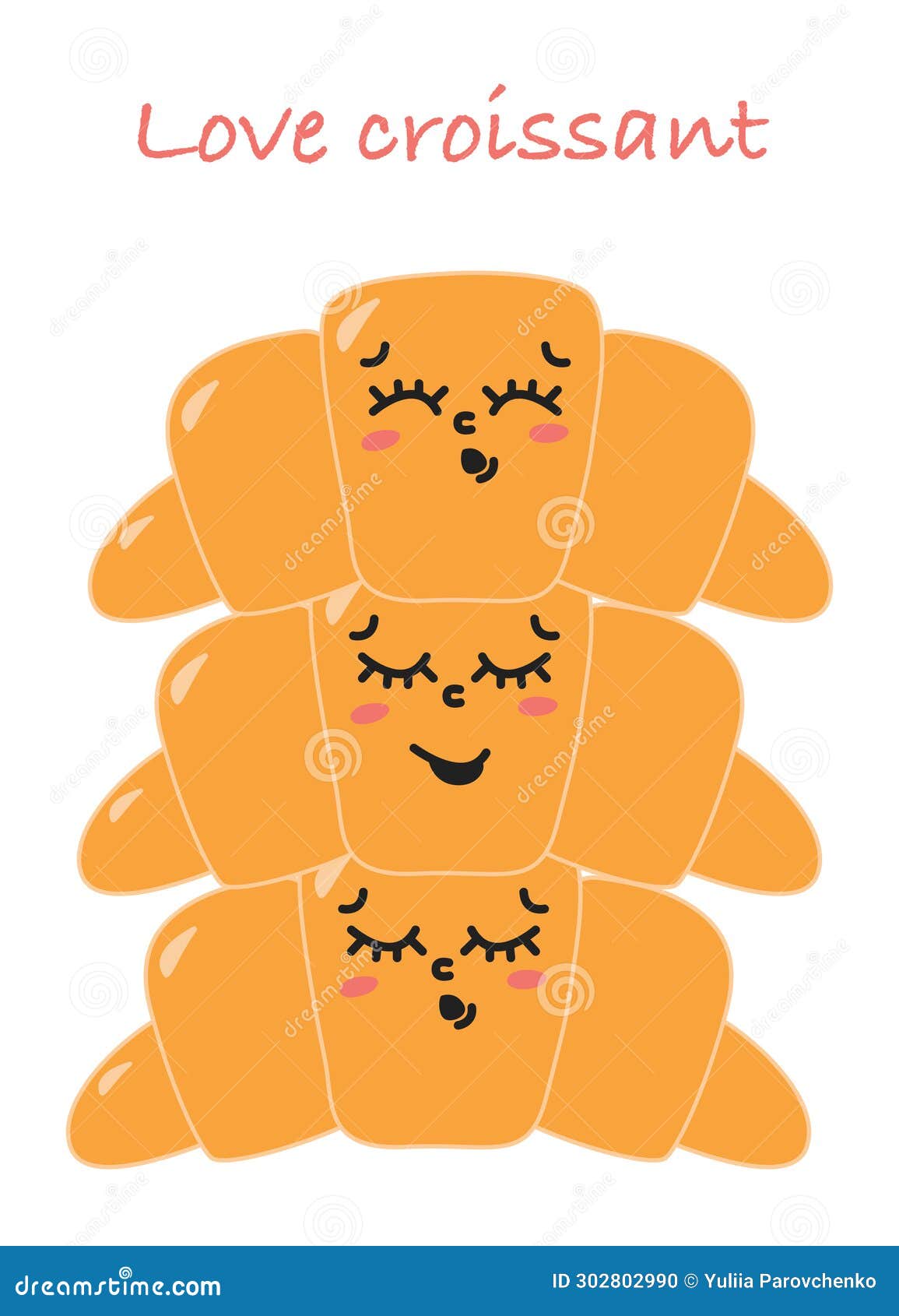 Three Cute Croissants. Love Croissants Banner Stock Vector ...