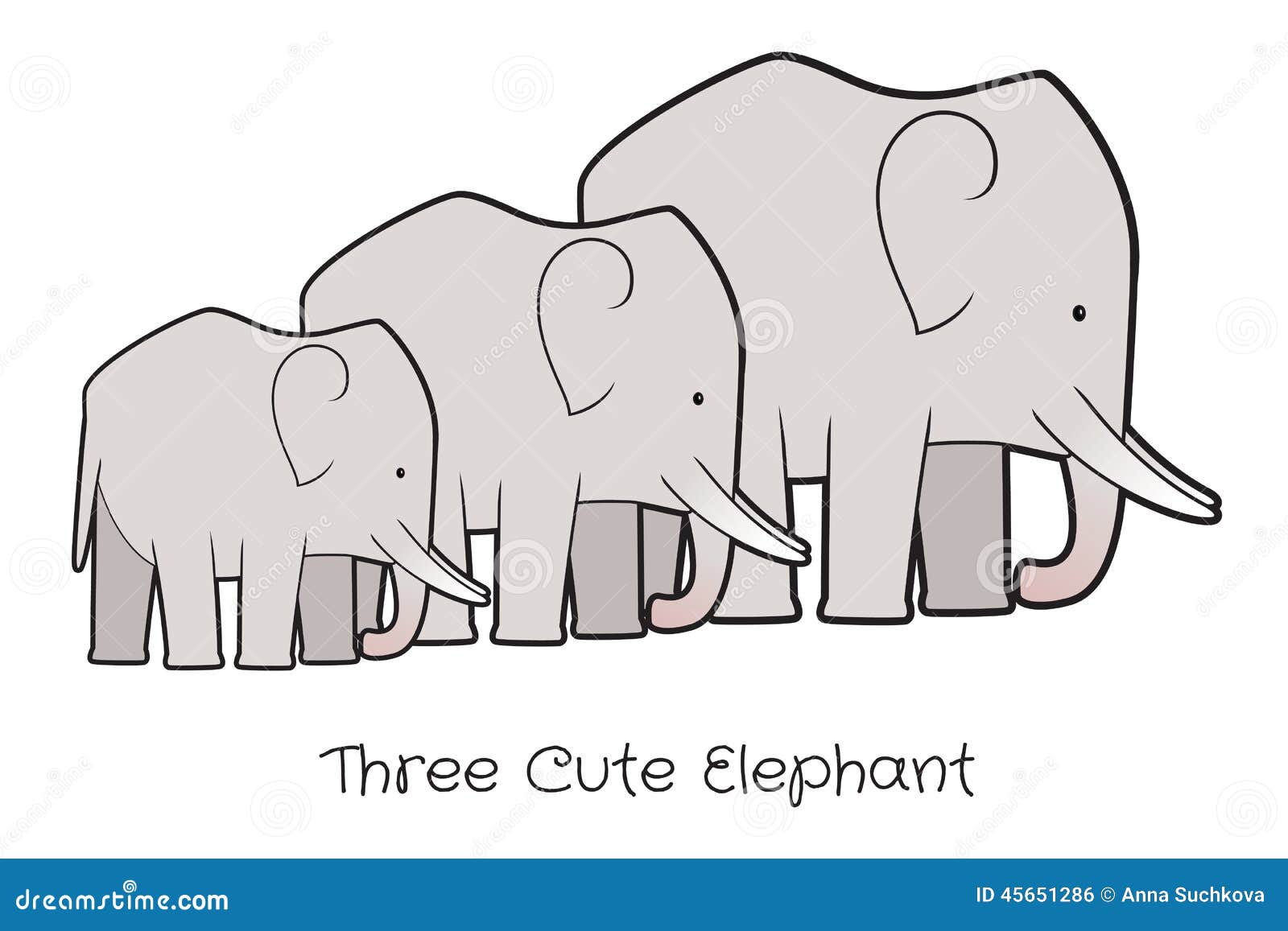 Three Cute Elephants Vector Stock Vector - Illustration of happiness ...