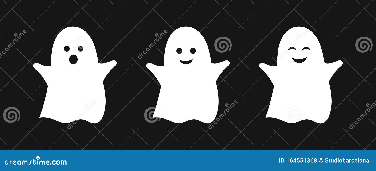 Three cute ghosts stock vector. Illustration of cartoon - 164551368