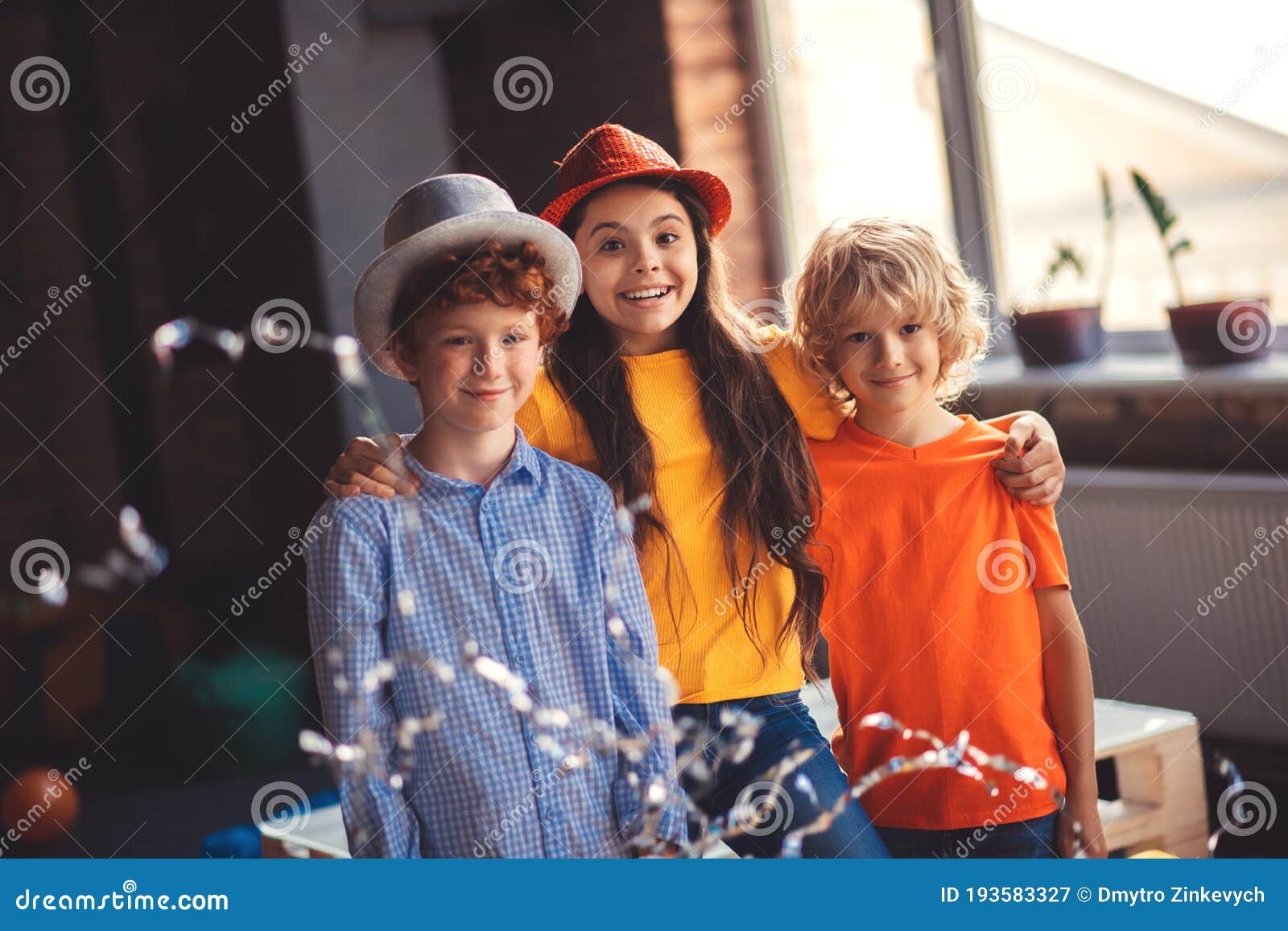 Three Cute Kids Having a Birthday Party Stock Image - Image of ...