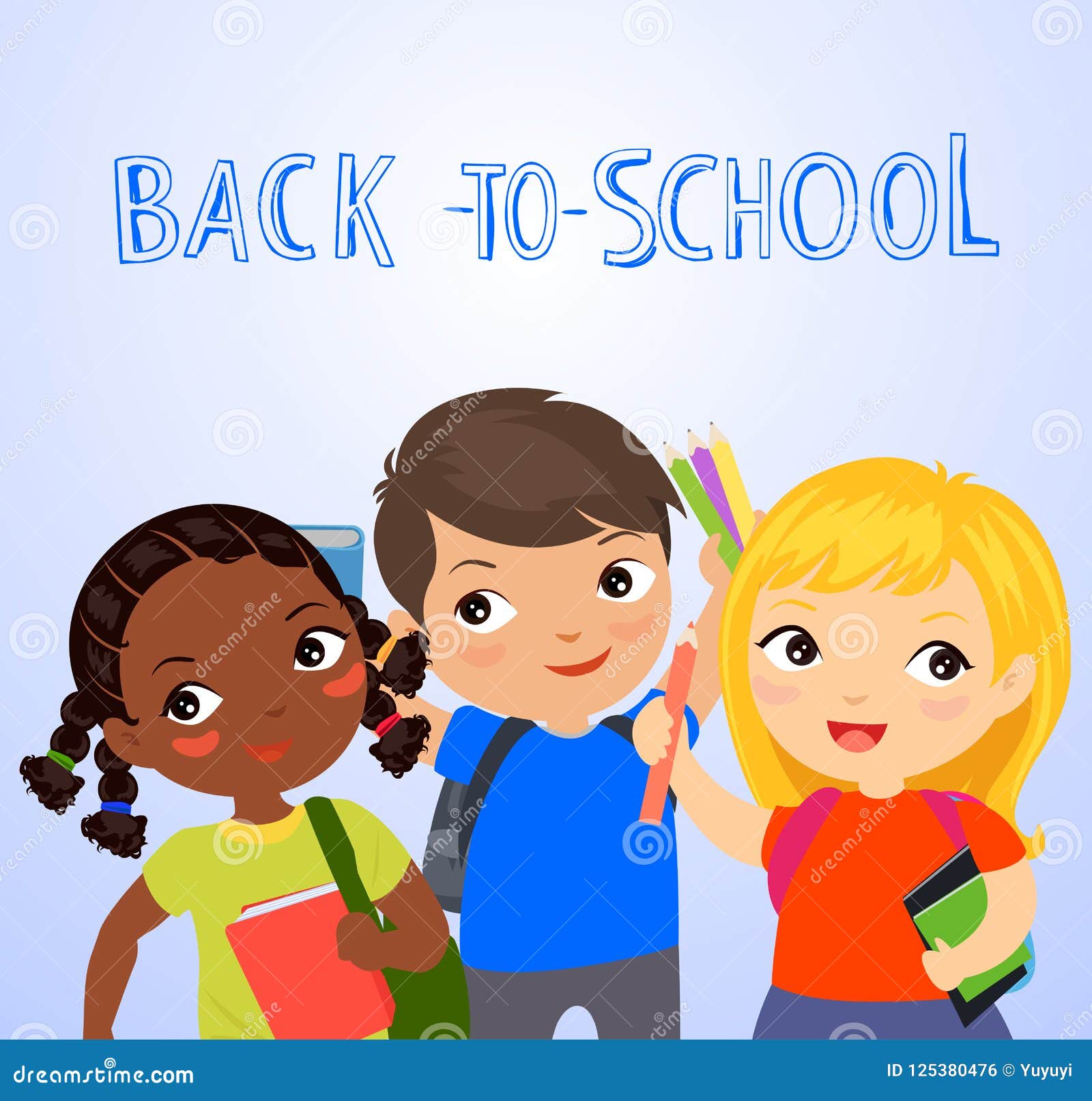 Three Cute Student,back To School Stock Vector - Illustration of ...